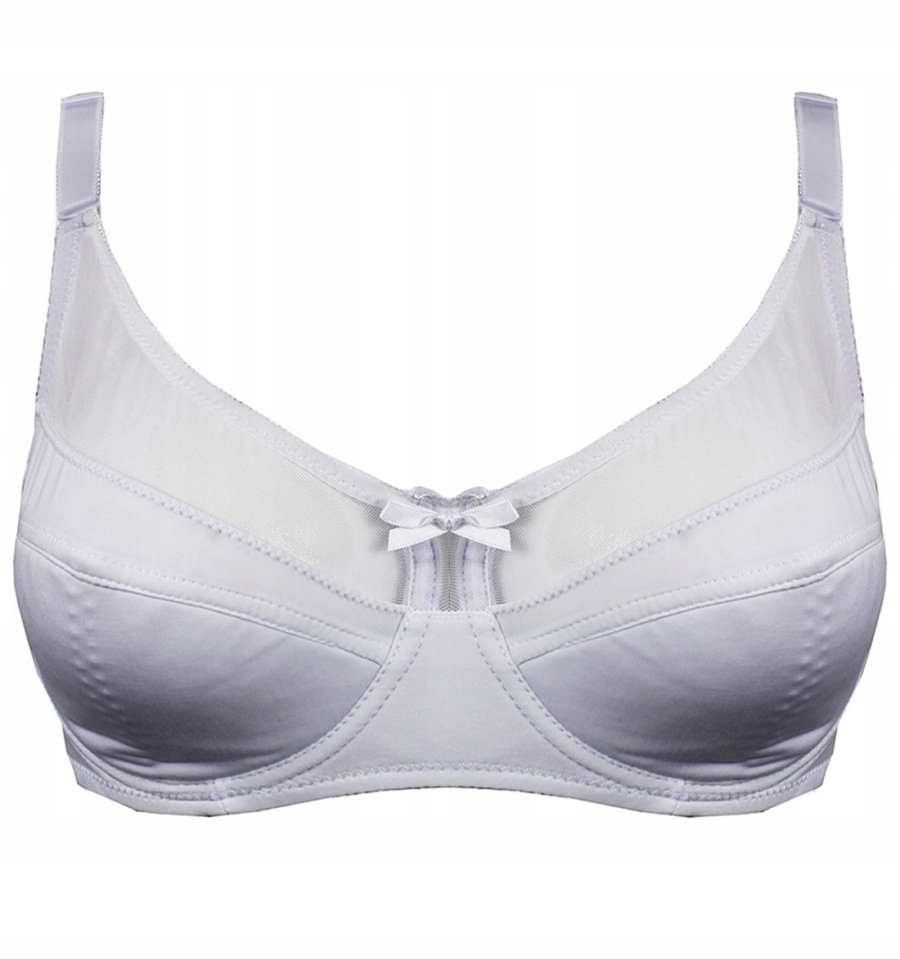Biustonosz 80F biały półusztywniany stanik fiszbin - 12459655372 - oficjalne archiwum Allegro