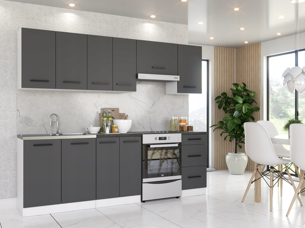 Meble kuchenne Kuchnia Mango II 2.4m SZARY MAT - 14668278732 ...