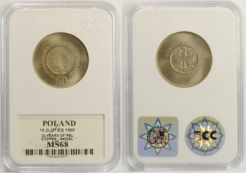 AF. 10 ZŁOTYCH 1969 25 LAT PRL MS68 24.03 - 13469474045 - oficjalne archiwum Allegro