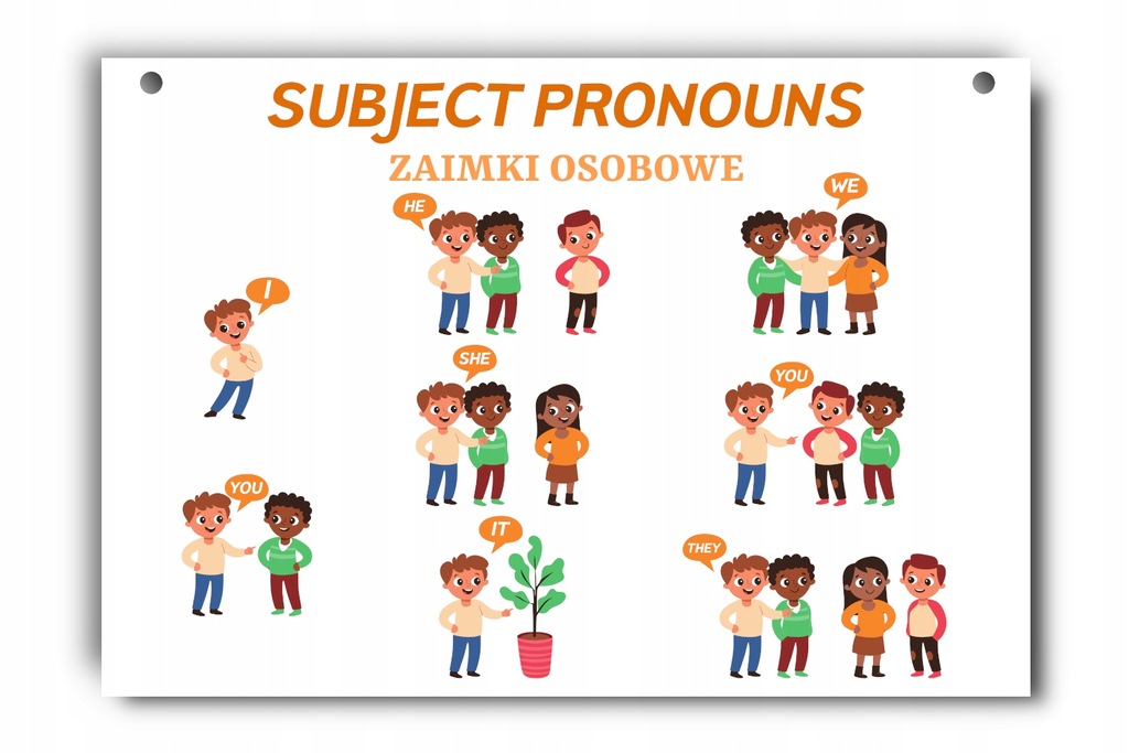 Kolorowa tablica zaimki osobowe po angielsku A4 - 11041547622 ...