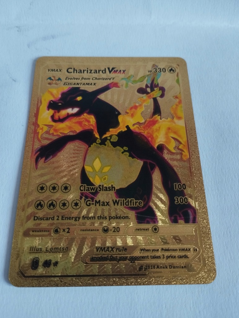 Złota karta Pokemon CHARIZARD - 12819419632 - oficjalne archiwum Allegro