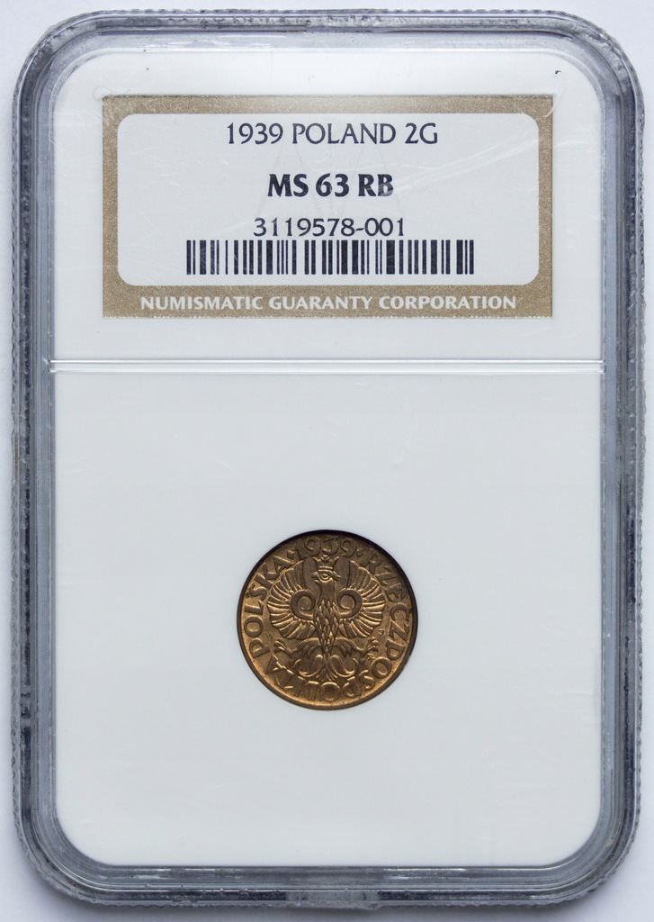 Polska, II RP 2 grosze 1939, NGC MS63 RB - 13923164151 - oficjalne archiwum Allegro