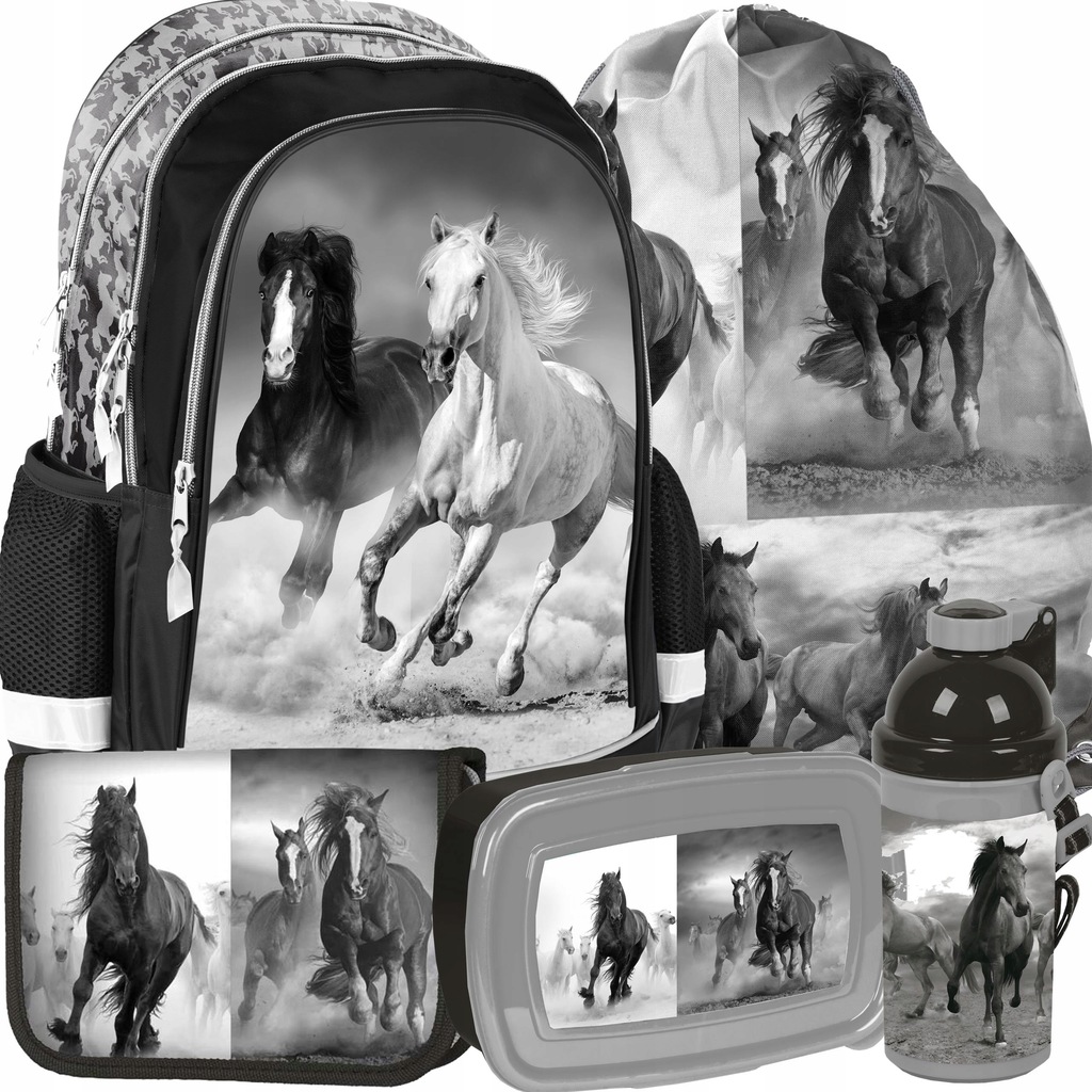 PLECAK SZKOLNY ZESTAW 5w1 Z KONIEM KOŃ KONIE KONIK - 7308010617 - oficjalne archiwum Allegro