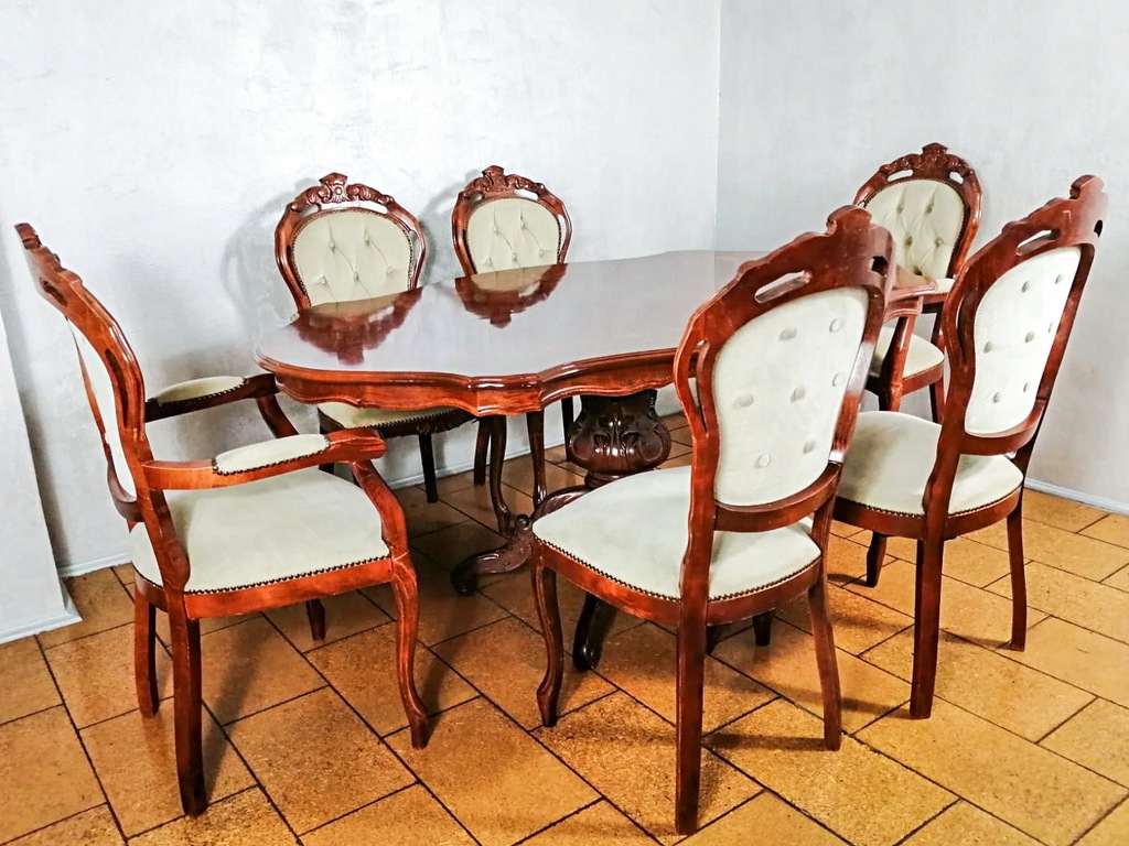 Meble Ludwik Jadalnia Pikowane Stół Fotele Kapitan - 9412420649 ...