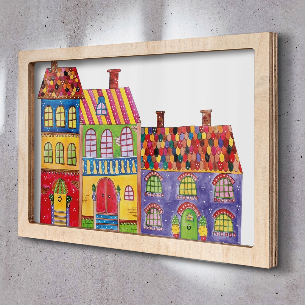 Foto obraz na ścianę Domy rysunek kolory 65x45 cm - 12051654209 ...