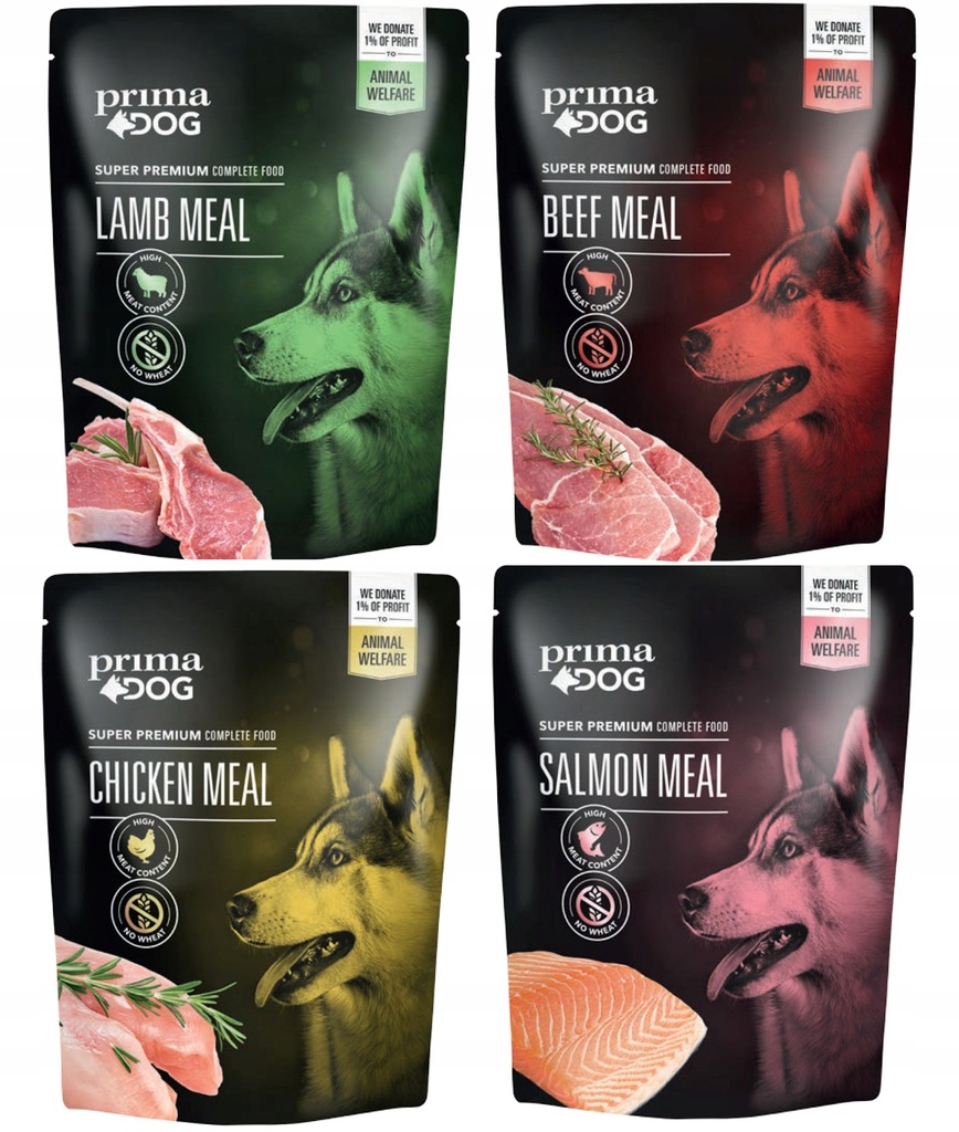 Prima Dog BEZ PSZENICY zestaw dań dla psa 4 x 260g - 13309124548 ...
