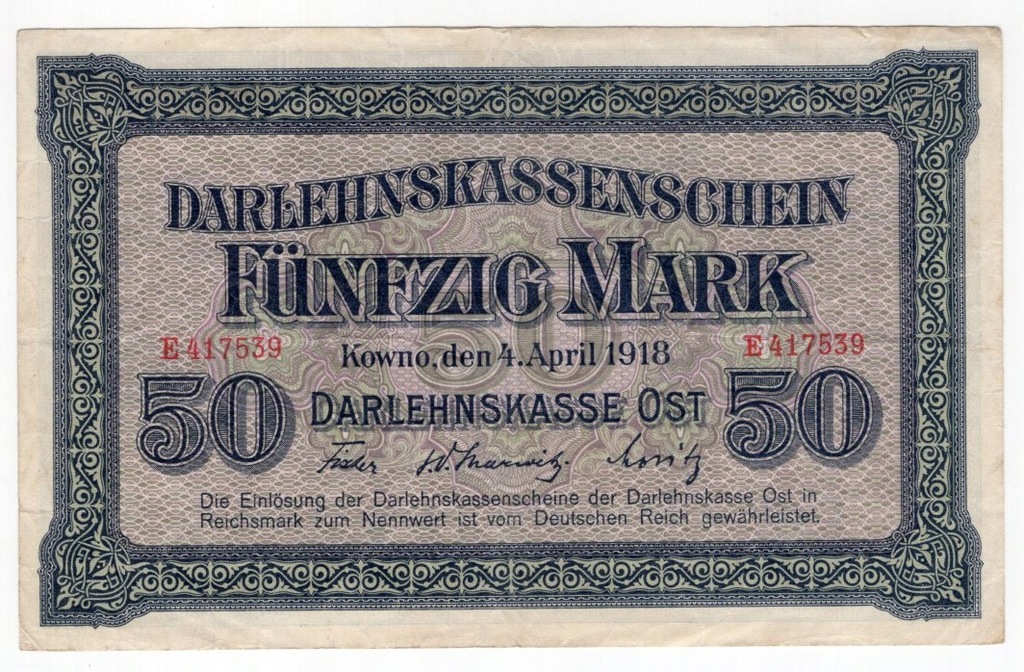 Ober-OSt Kowno 50 marek 1918 - 13575900060 - oficjalne archiwum Allegro