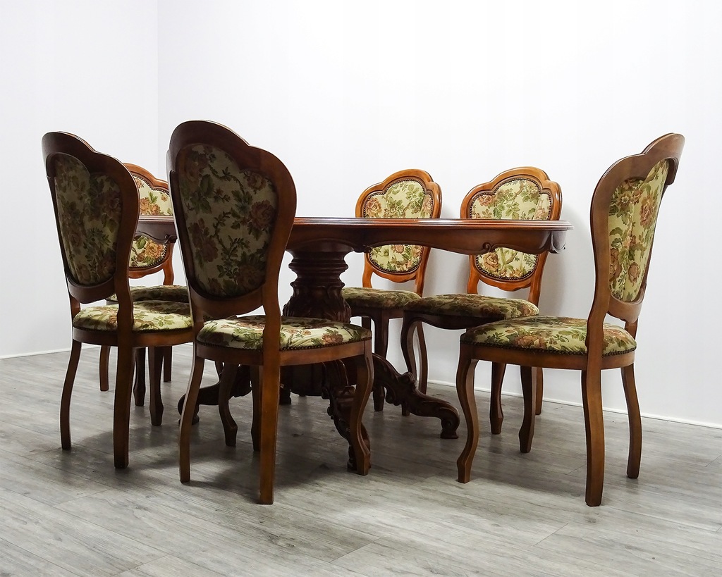 Meble do Salonu Jadalni LUDWIK Krzesła Stół ORZECH - 12538476613 ...