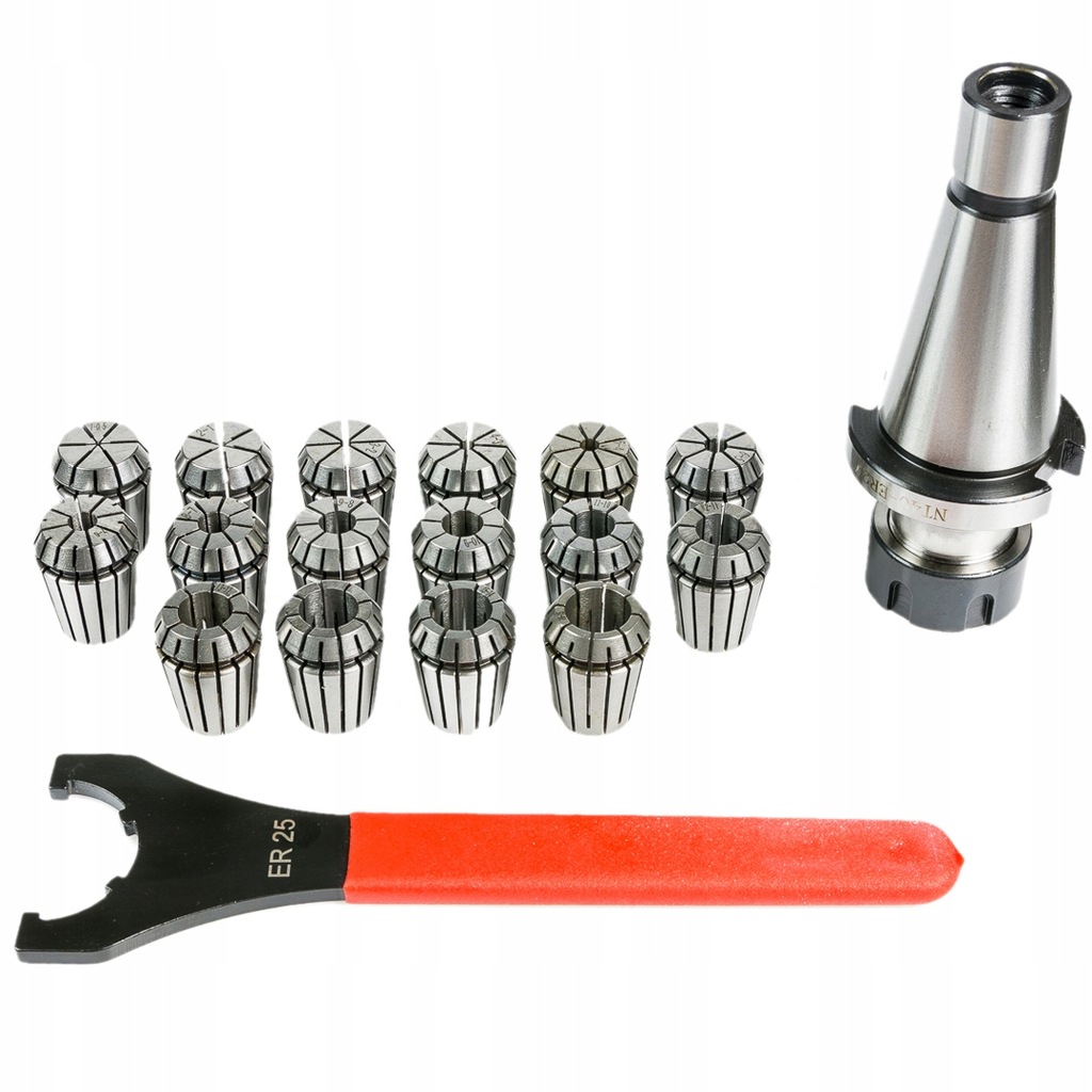 Tulejki zaciskowe z uchwytem ER25 ISO40 16 szt - 8486472939 - oficjalne archiwum Allegro