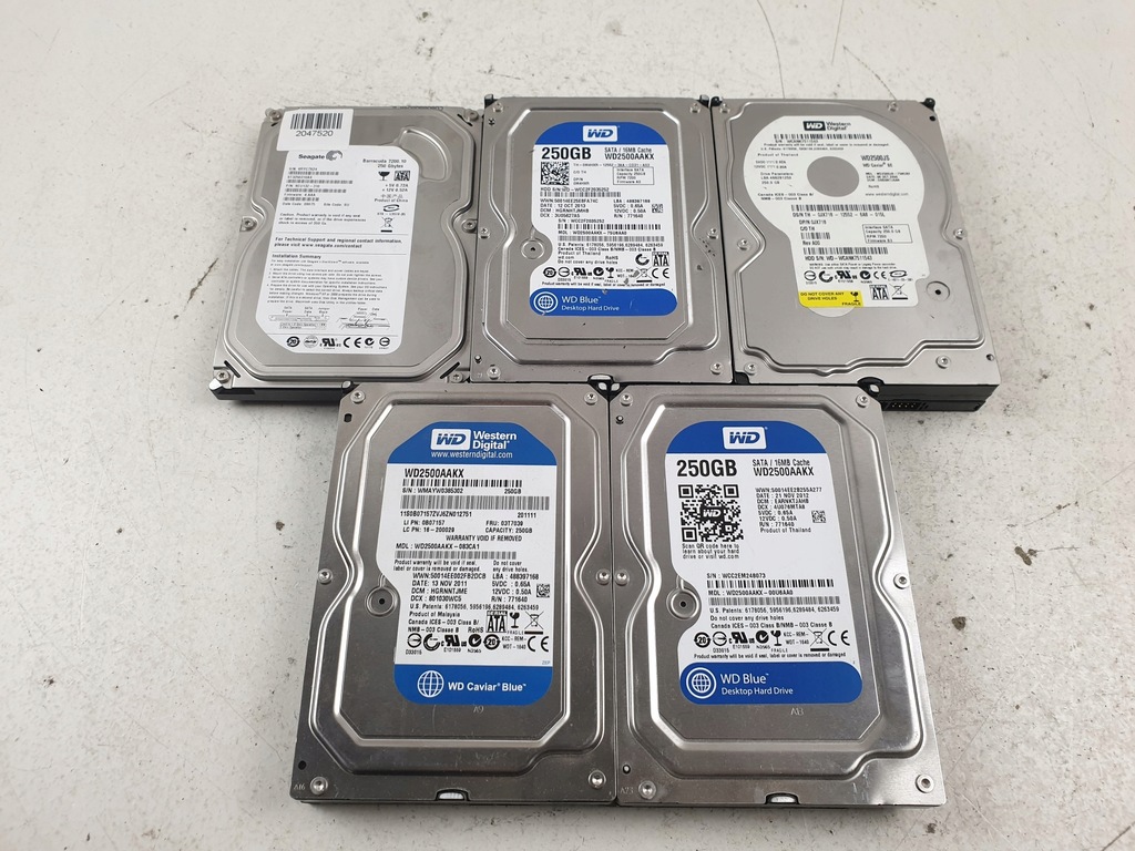 5 Sztuk 3,5' HDD 250GB (2047520) - 13010487776 - oficjalne archiwum Allegro