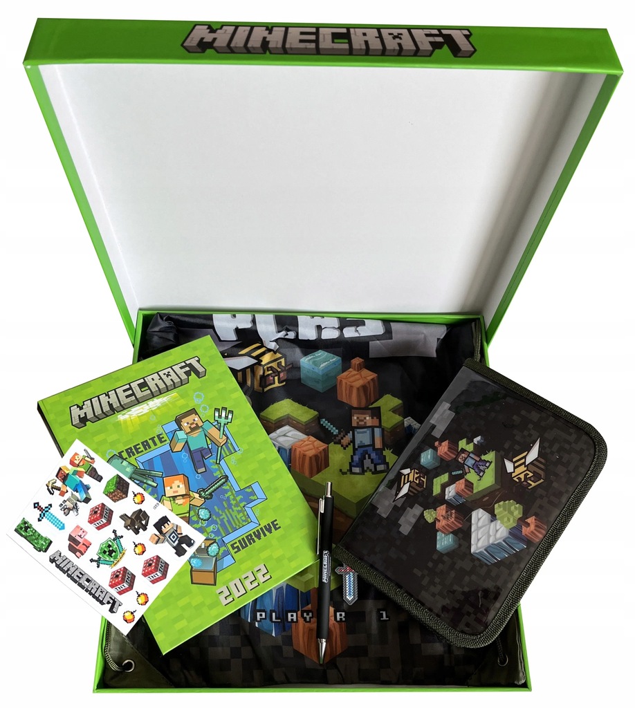 BOX MINECRAFT NA PREZENT DLA DZIECKA PIÓRNIK WOREK - 12136594835 ...