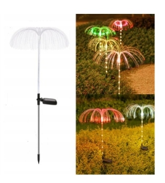 2X LAMPA SOLARNA WBIJANA OGRODOWA WIELOKOLOROWA LED MEDUZA PARASOL 80 cm - 13374346726 ...