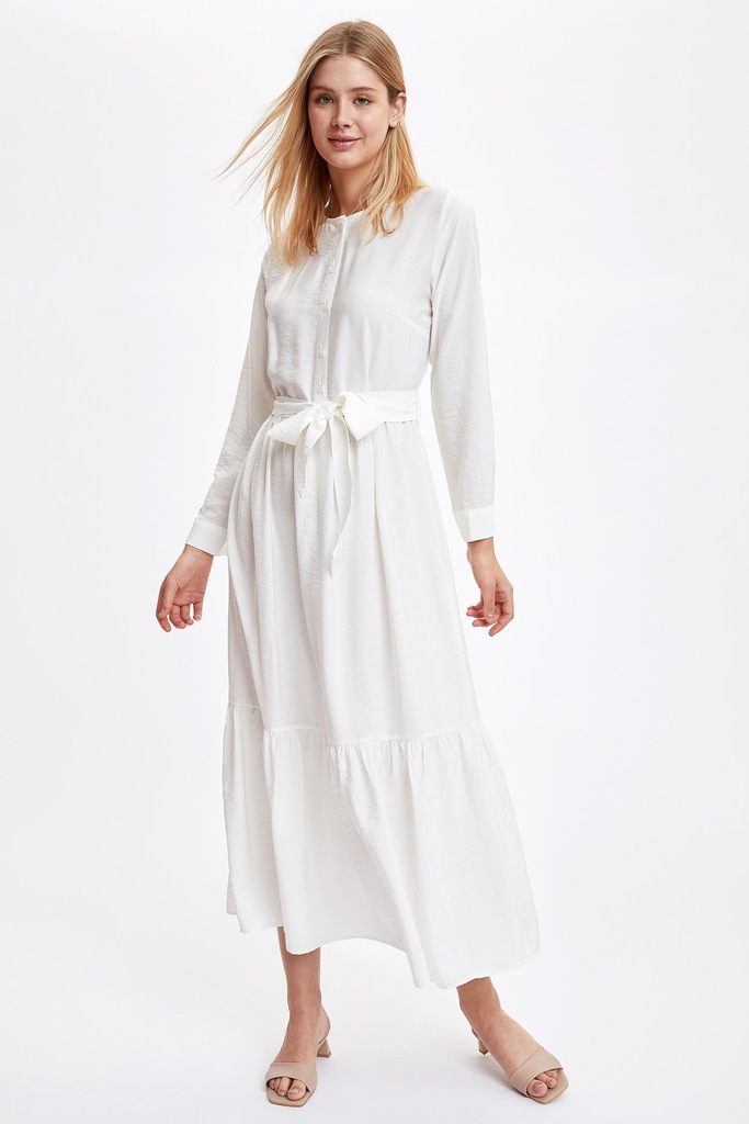 R82W06 BIAŁA MIDAXI SUKIENKA KLASYCZNA KOSZULOWA GUZIKI WISKOZA DEFACTO 40 - 15113215900 ...