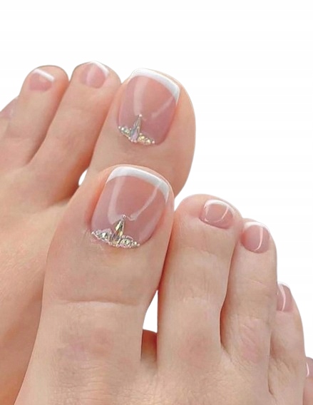 Paznokcie PRESS ON NAILS TIPSY 24 na stopy french kryształki ...