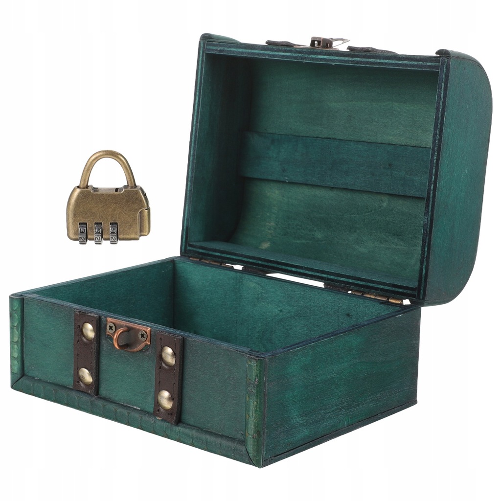 VINTAGE JEWELRY BOX TREASURE CHEST LOCK EMERALD - 14164816300 ...
