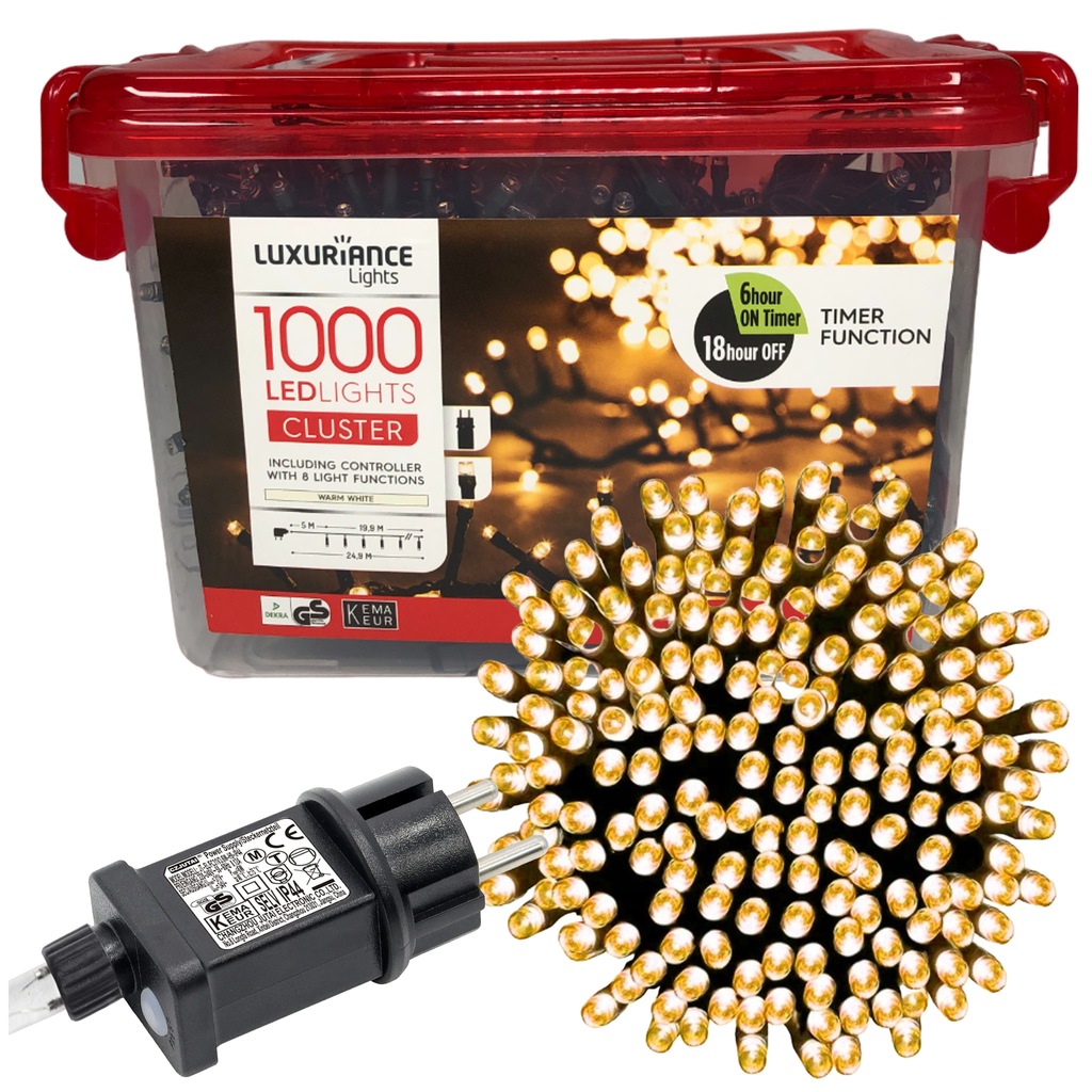 Lampki choinkowe zewnętrzne świąteczne 1000 LED Program CIEPŁE 25m ...