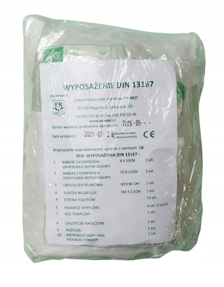 APTECZKA WYPOSAŻENIE WKŁAD DO APTECZKI DIN 13167 - 13015760672 ...