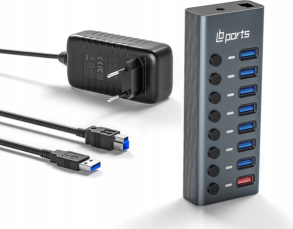 Hub USB active 3.0 z zasilaczem 36 W (12V/3A) C171 - 13459088134 ...