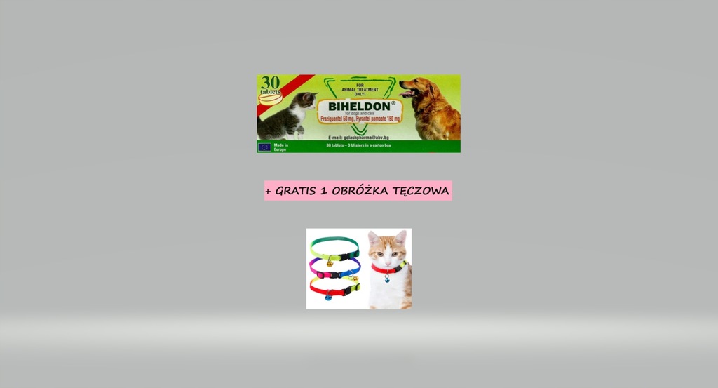 BIHELDON Odrobaczanie Pies Kot 5 tabl. + Obróżka! - 11588829593 - oficjalne archiwum Allegro