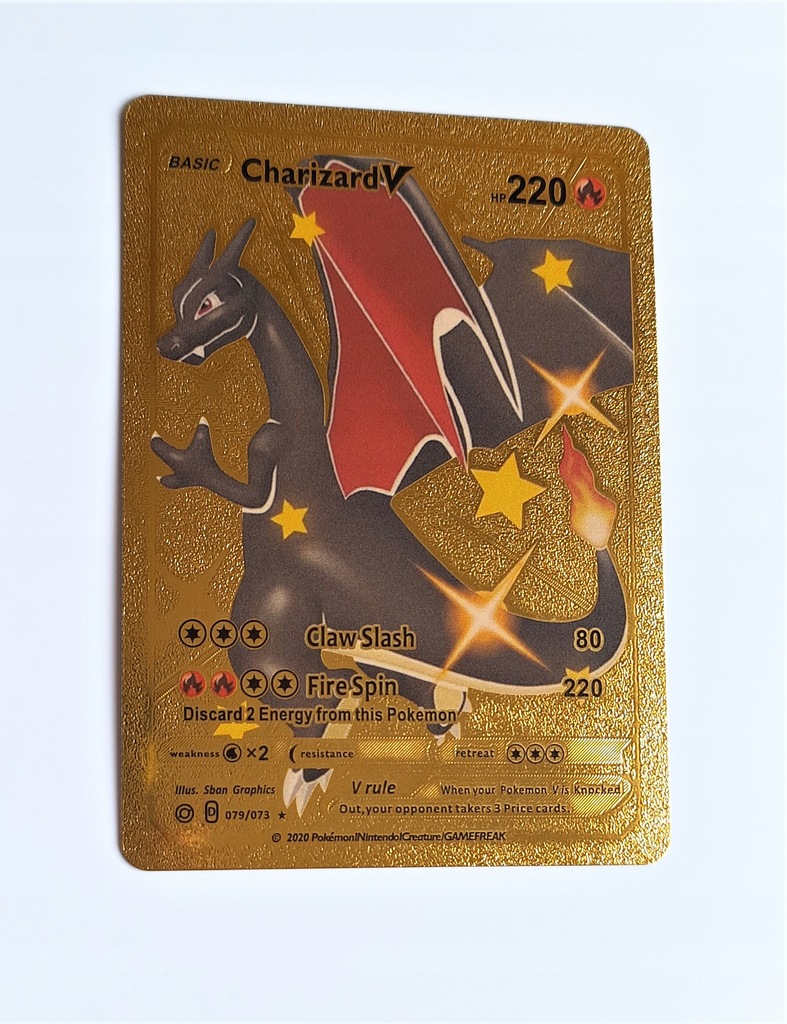 Karta Pokemon Shiny Charizard V Złota Karta Gold - 12824912751 - oficjalne archiwum Allegro