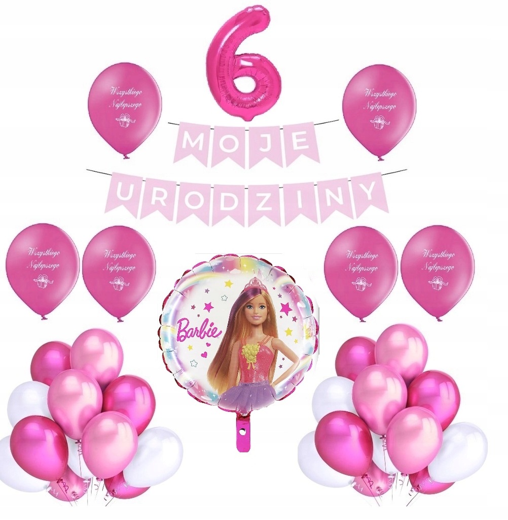 Zestaw Balony Lalka Barbie Baner 6 Urodziny - 12663779028 - oficjalne ...