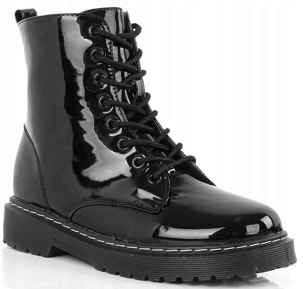 7037 CZARNE GLANY BOTKI OCIEPLANE LAKIEROWANE 37 - 12951313088 - oficjalne archiwum Allegro