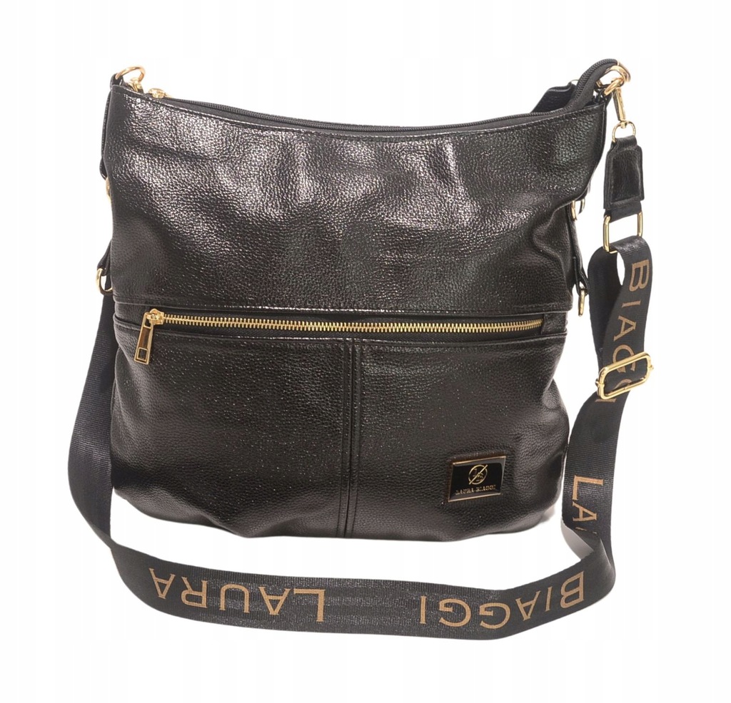 LAURA BIAGGI Torebka Listonoszka Worek A4 Kieszonki Logo - 15092541865 - oficjalne archiwum Allegro