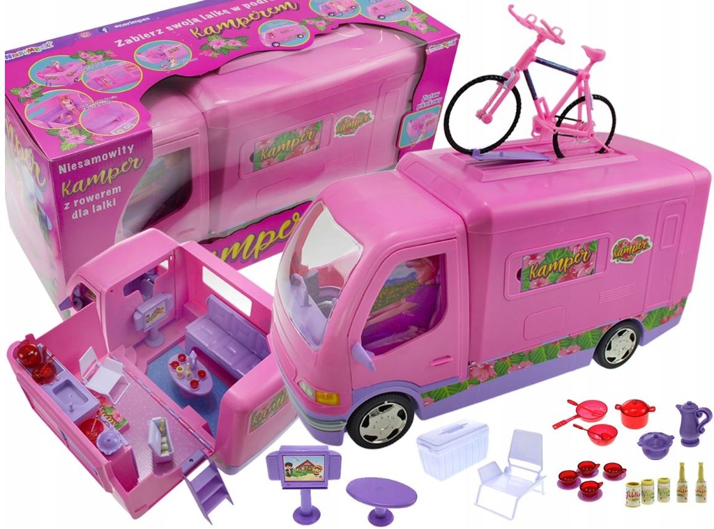 Duże Wymarzone Auto Kamper dla Lalek CAMPER Zestaw - 14485522822 ...