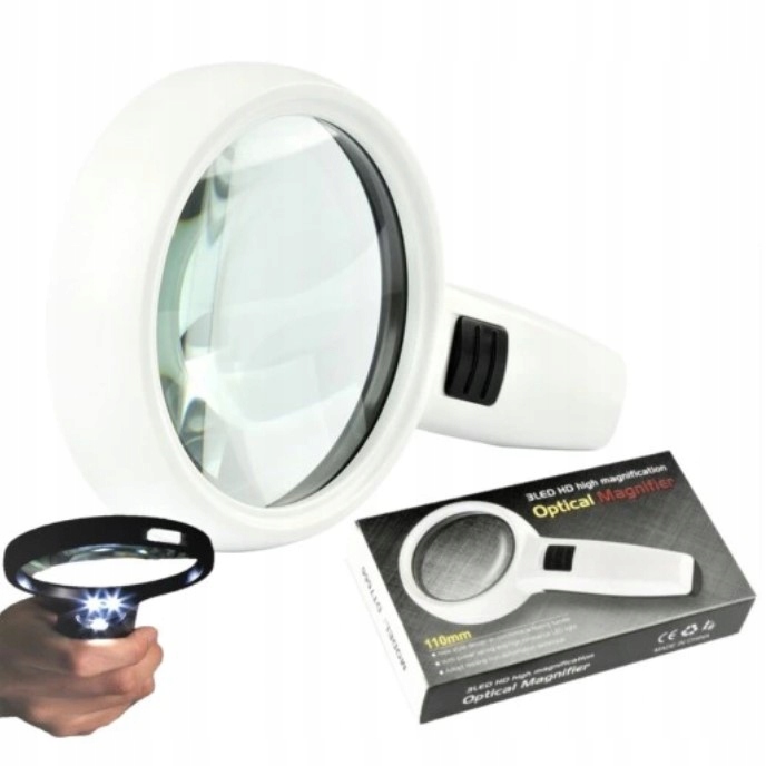 DUŻA LUPA SZKŁO POWIĘKSZAJĄCE 10X OŚWIETLENIE LED - 13544816292 ...