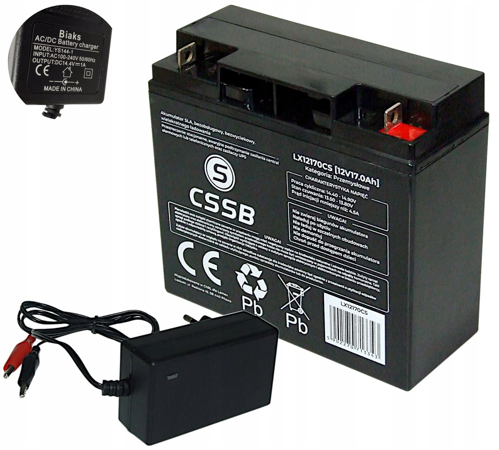 Akumulator 12V 17Ah AGM 18Ah + ŁADOWARKA LED - 11350794771 - oficjalne archiwum Allegro