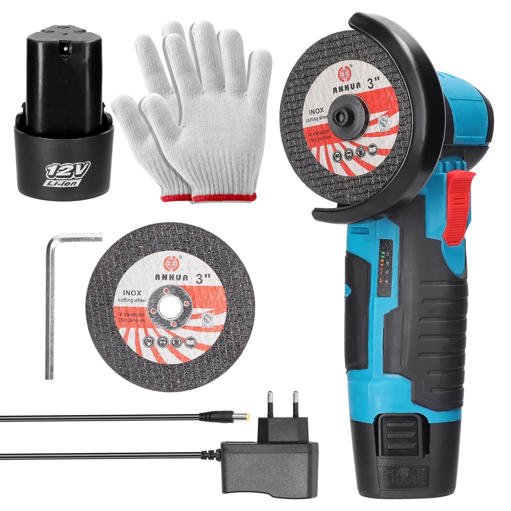 MINI SZLIFIERKA KĄTOWA 12V 2×BATERIA + TARCZE - 13444712467 - oficjalne ...