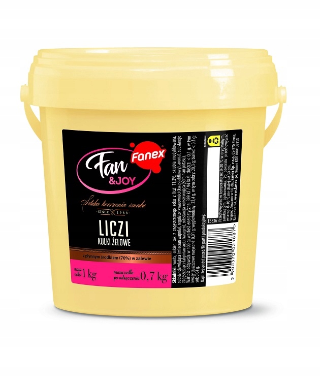 Fanex FAN&JOY LICZI KULKI ŻELOWE 1 KG bubble tea kawior do lemoniady ...