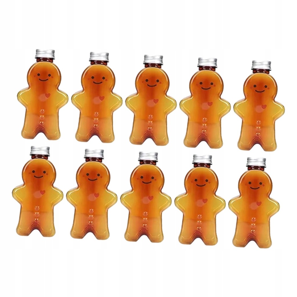 10x Juice Bottles Cartoon Gingerbread Man Practical Water Bottles Brown ...