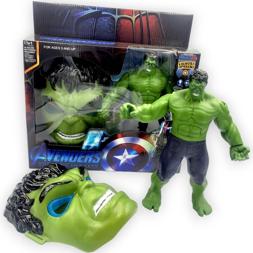 DUŻA RUCHOMA FIGURKA HULK 23CM + MASKA DŹWIĘK - 13883298431 - oficjalne ...