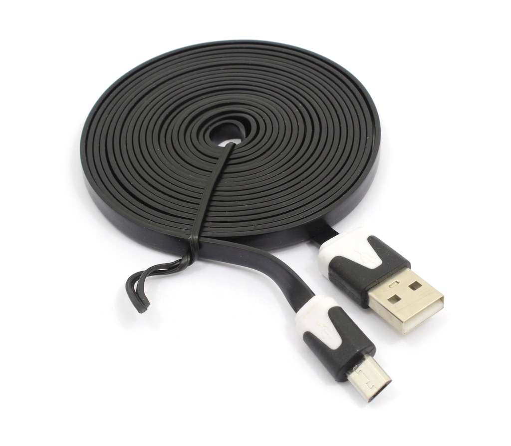 Kabel PC Micro USB 3m płaski Solid / Hammer KAB3b - 13113772393 - oficjalne archiwum Allegro