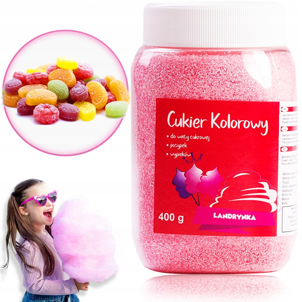 Kolorowy CUKIER SMAKOWY DO WATY CUKROWEJ LANDRYNKA - 13714301455 ...