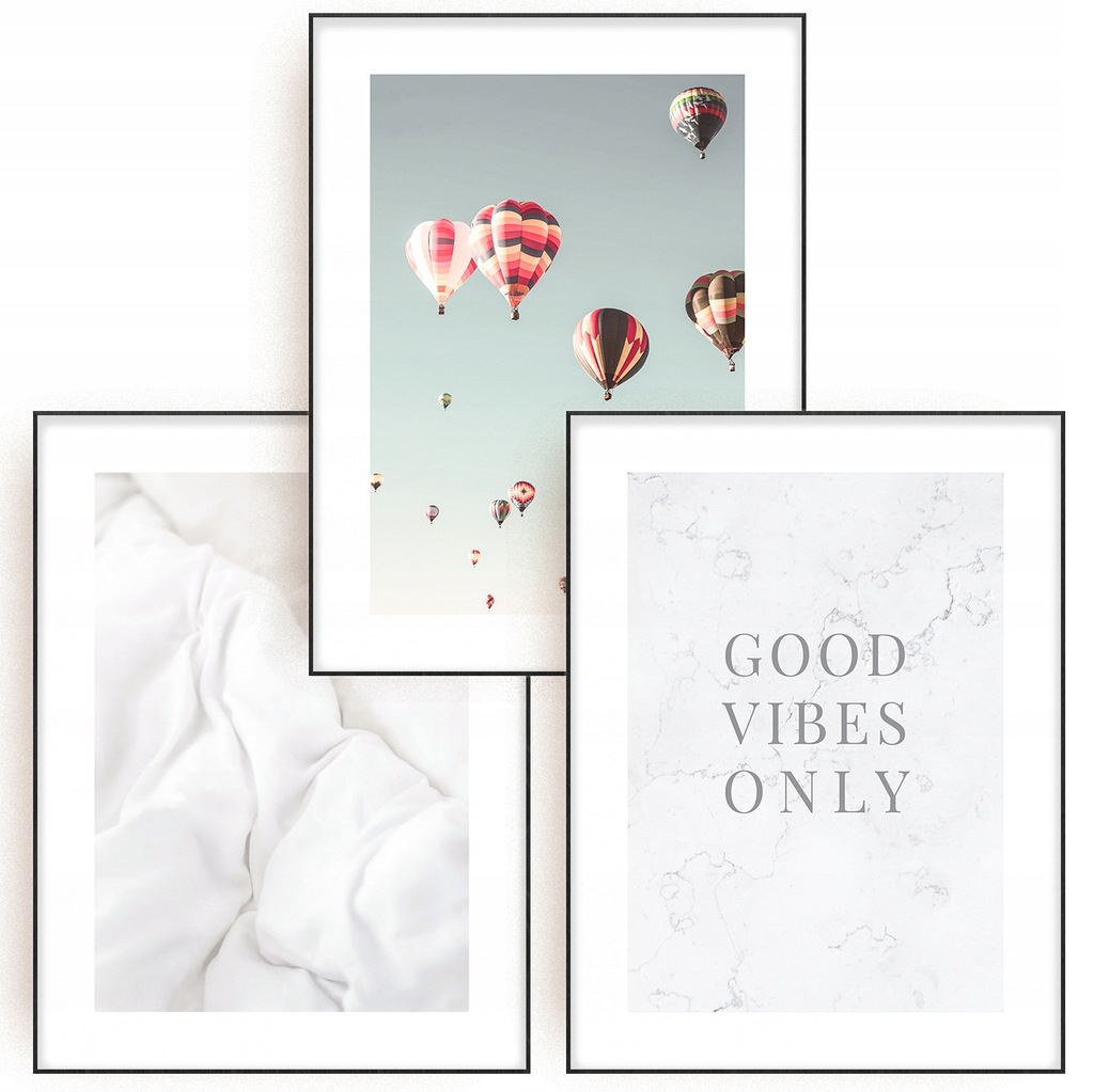 Plakat Obraz BALONY NAPIS 21x30 cm GALERIA 3 szt - 11438532641 - oficjalne archiwum Allegro