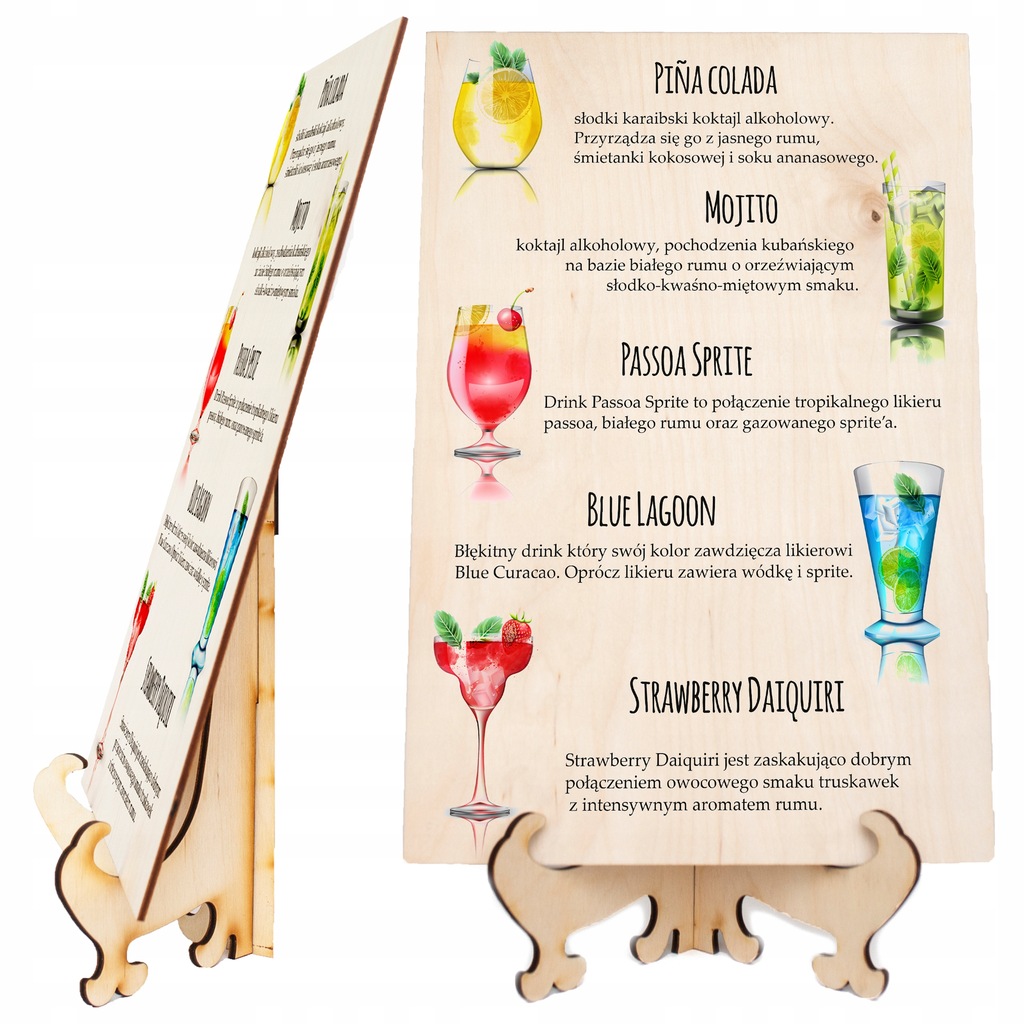 DRINK BAR - Karta drinków na ŚLUB WESELE - DREWNO - 12360528416 ...