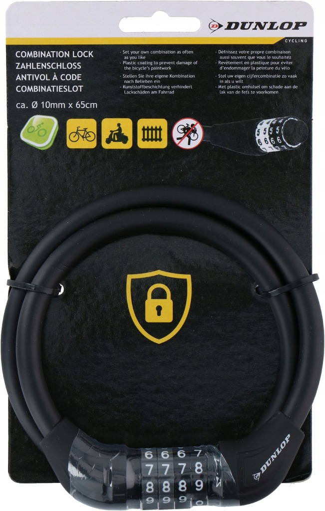 Blokada na szyfr rowerowa zapięcie linka DUNLOP - 12616036344 - oficjalne archiwum Allegro