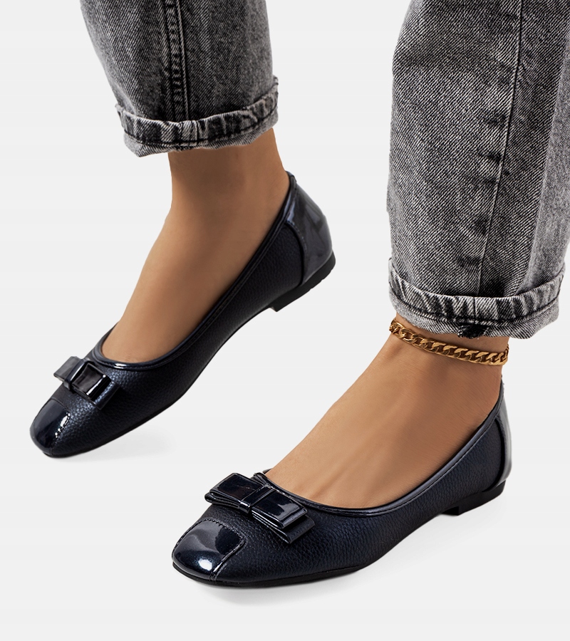 Granatowe baleriny damskie z kokardką 130-1 16269 rozmiar 36 ...