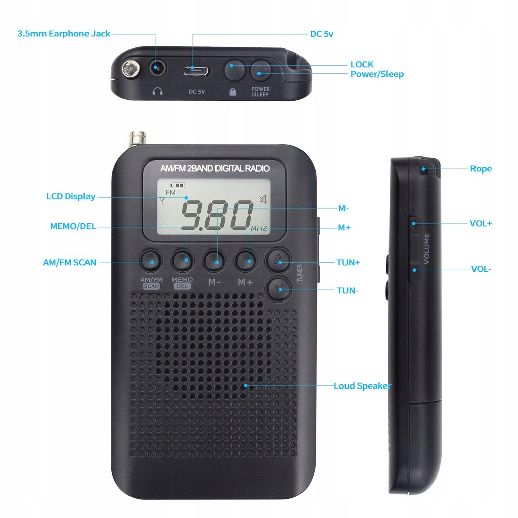Kieszonkowe radio Mini przenośne radio Cyfrowe - 8406182066 - oficjalne archiwum Allegro