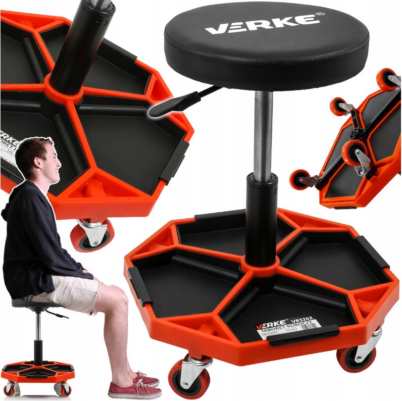 TABORET OBROTOWY WARSZTATOWY STOŁEK SIEDZISKO KOŁA - 12699115124 ...