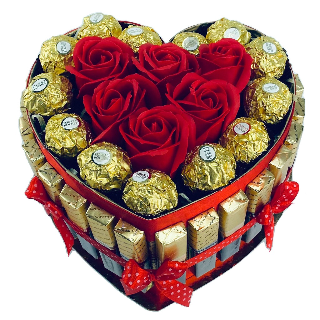 Tort z czekoladek Merci i mydlanych róż prezent - 11113292225 ...