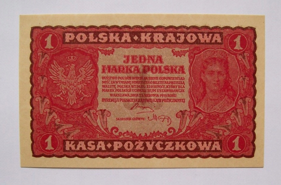 JEDNA MARKA POLSKA 1919r. I Seria GJ, UNC - 13086146962 - oficjalne ...
