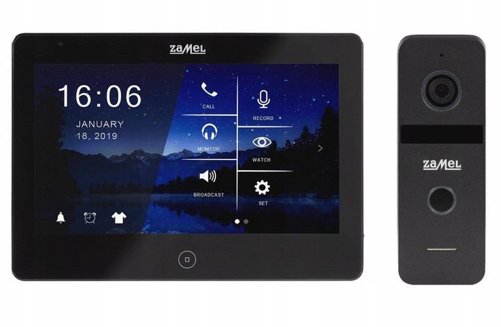 ZESTAW ZAMEL WIDEODOMOFON HD DOTYKOWY CZARNY BRAMA - 9180738350 ...