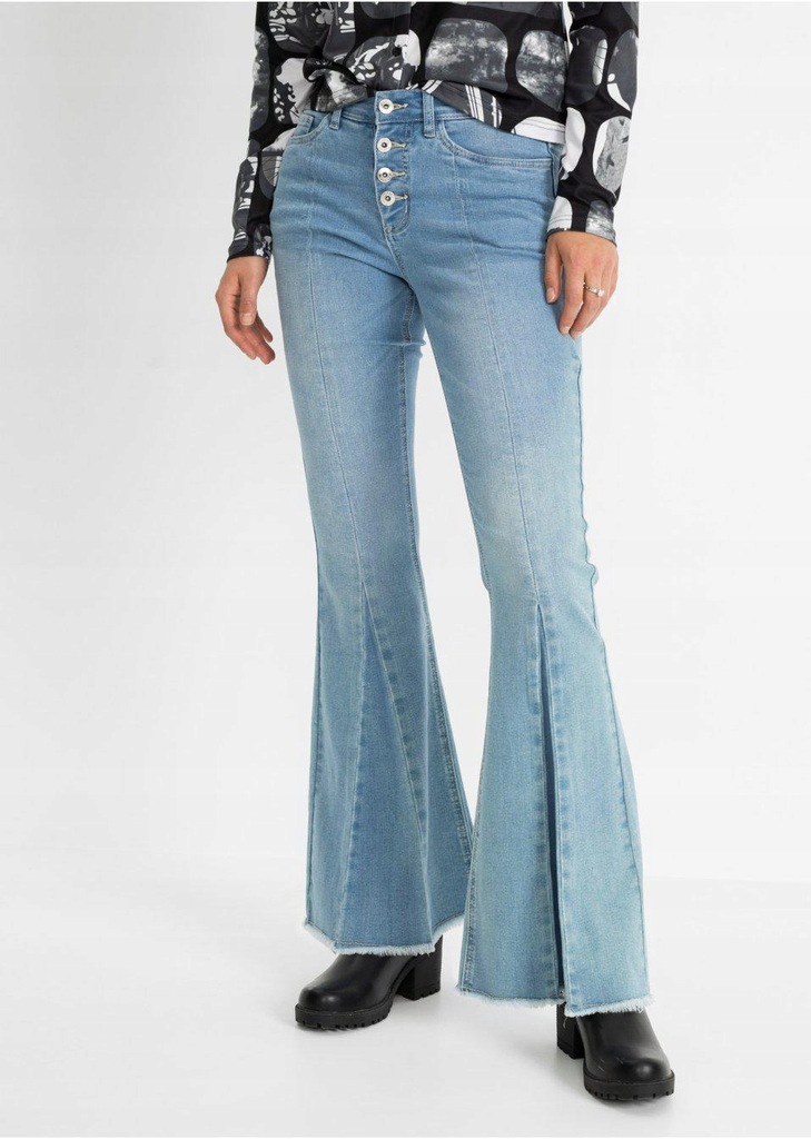 JEANSY DAMSKIE SZEROKIE NOGAWKI BONPRIX 38 - 13648966627 - oficjalne archiwum Allegro