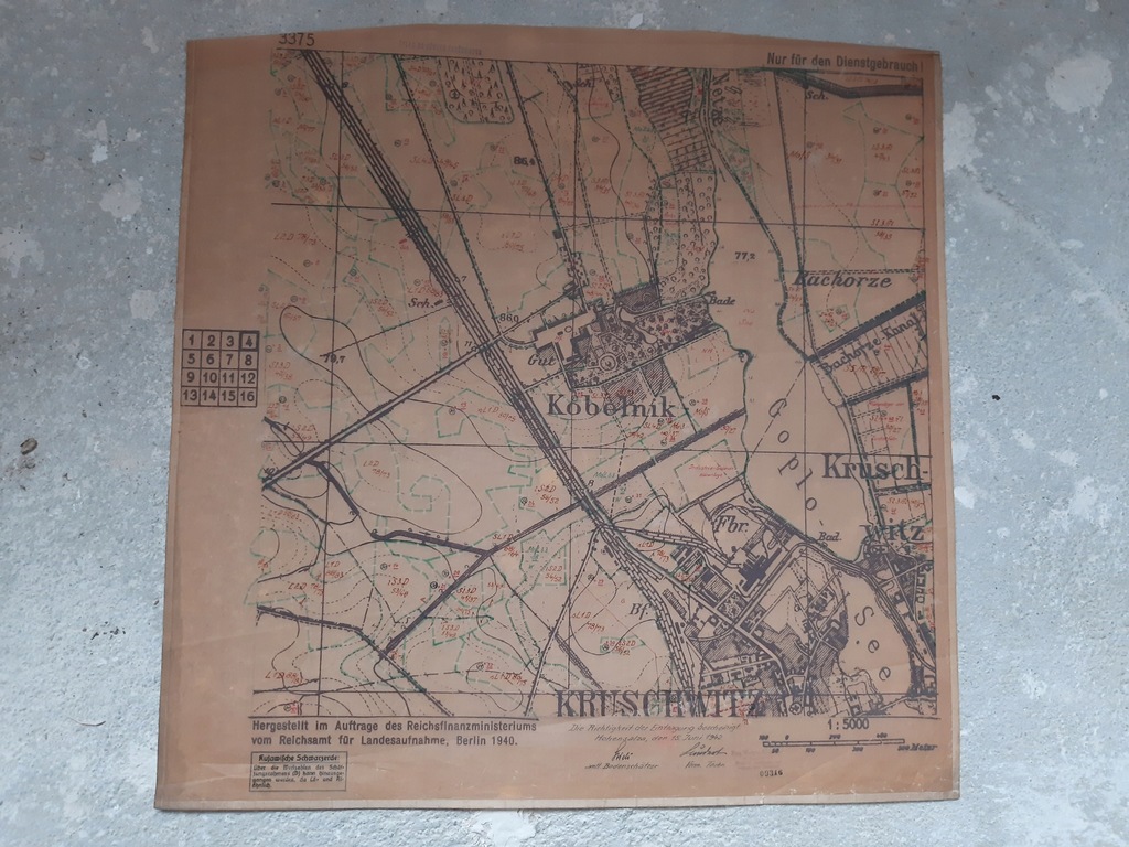 Stara Niemiecka Mapa KRUSCHWITZ 1940r WWII Wehrmacht III rzesza ...