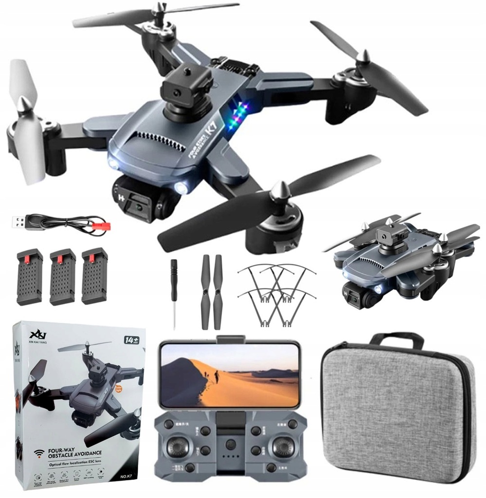 Dron DJM K7 PRO KAMERY 4K WIFI FPV HD ZABAWKA 250m - 13770498797 - oficjalne archiwum Allegro