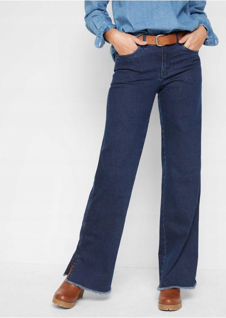 SPODNIE DAMSKIE JEANS SZEROKIE NOGAWKI 44 - 13684479874 - oficjalne archiwum Allegro