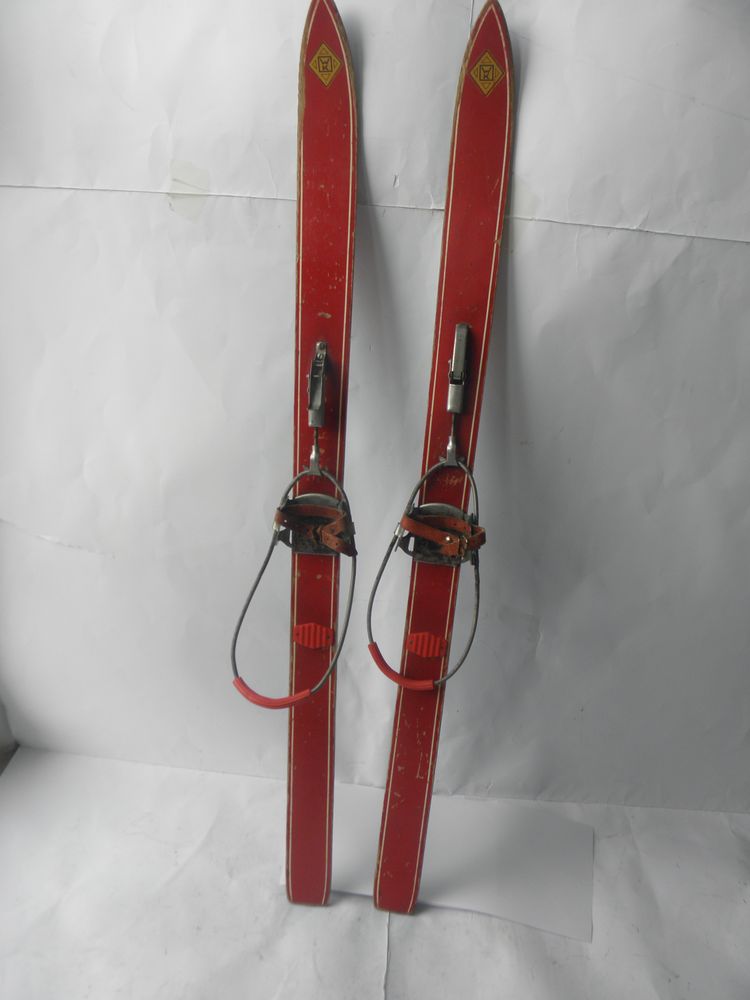 Stare drewniane narty retro PW 110 cm wiązania - 11853745796 ...